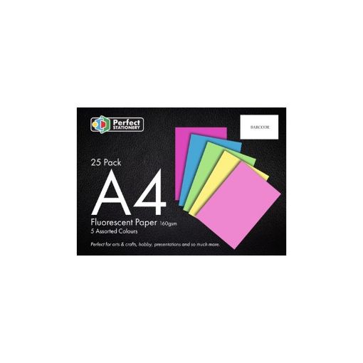 A4 160g Card Fluorescent Colours 25 pack-SG Education